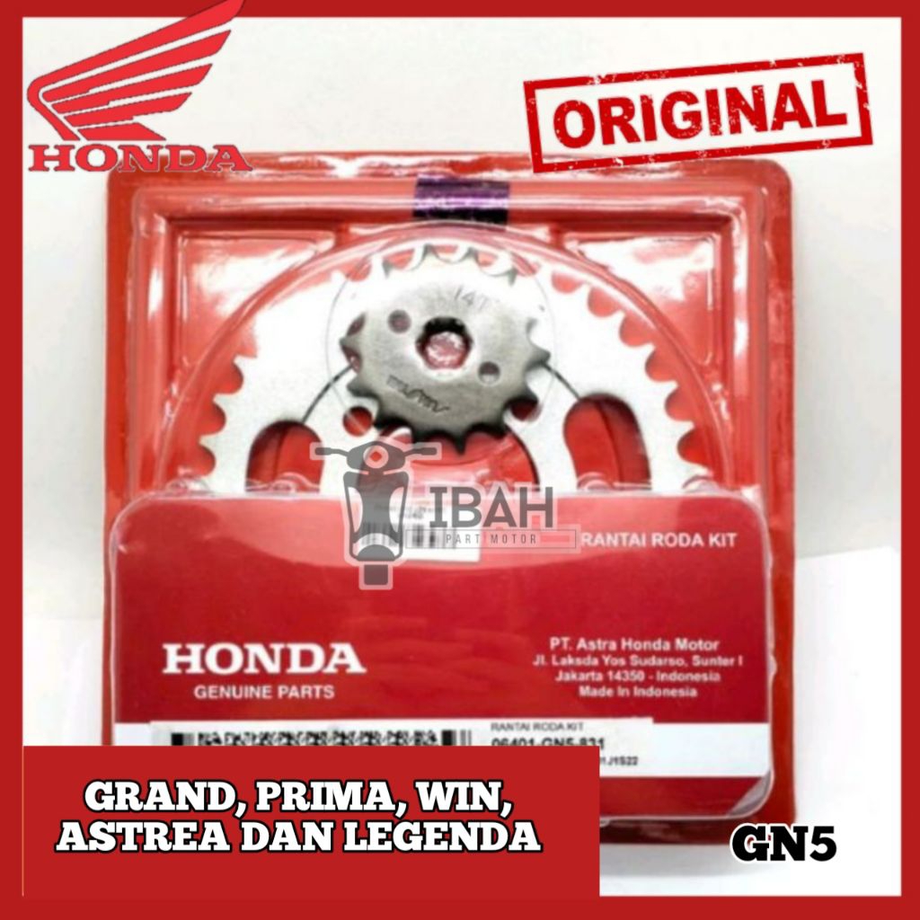 Jual GEAR SET HONDA + RANTAI GN5 ORIGINAL UNIT GRAND, ASTREA, PRIMA ...