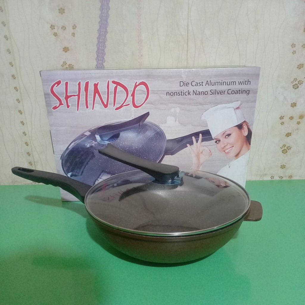 Jual shindo grey ceramic wox pan / frying wox pan /sindo wajan kuali ...
