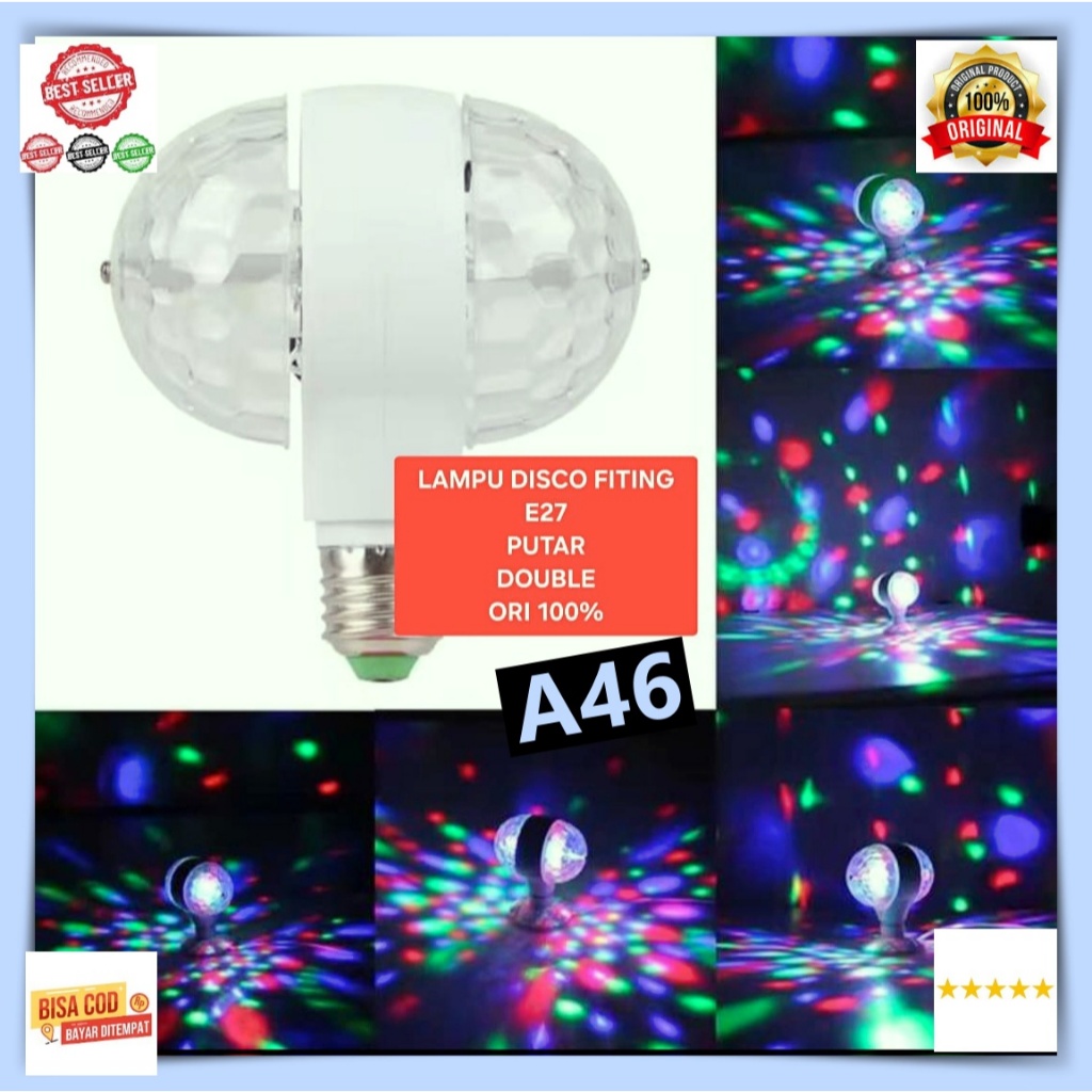Jual A46 LAMPU DISCO 2 SISI FITING E27 PUTAR LED 6W WATT DOUBLE ORI 100 ...