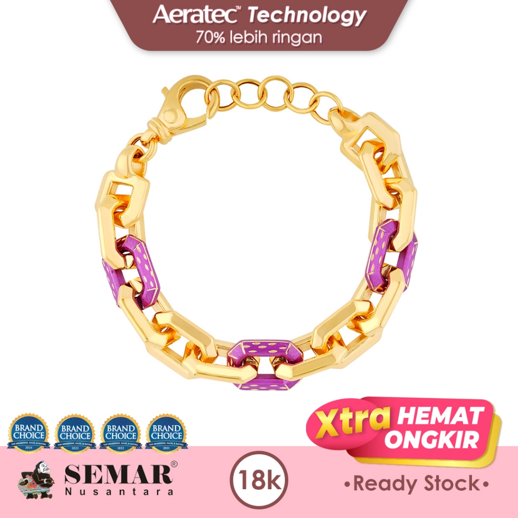Jual Gelang Emas MonAmore Catena Purple Square Chain Bracelet ...