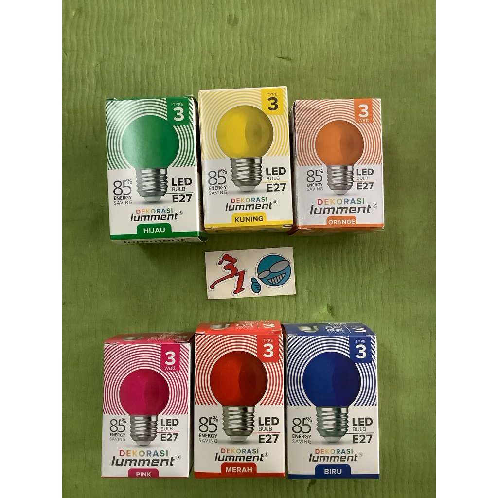 Jual lampu led warna ulir e27 3watt merah, kuning, hijau, biru, orange ...