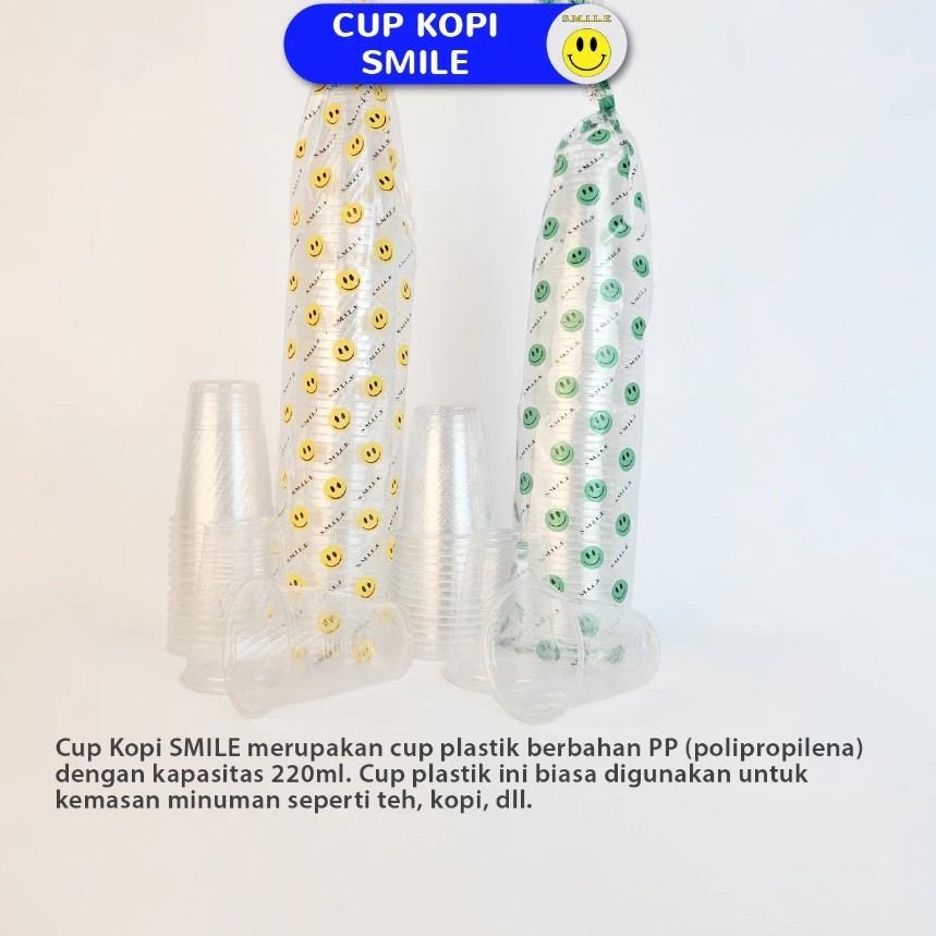 Jual [50 PCS] Gelas Plastik Cup Smile Minuman | Cangkir Plastik Kopi ...