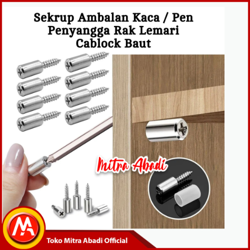 Jual Sekrup Ambalan Kaca / Pen Penyangga Rak Lemari Cablock Baut ...