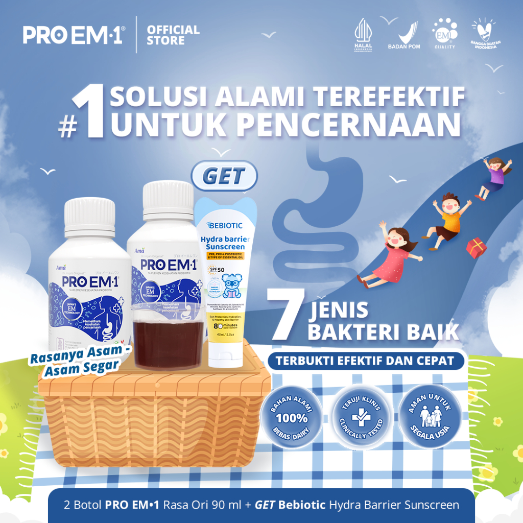 Jual [FREE Bebiotic Hydra Barrier Sunscreen 45ml] PRO EM1 Paket 2 Botol ...