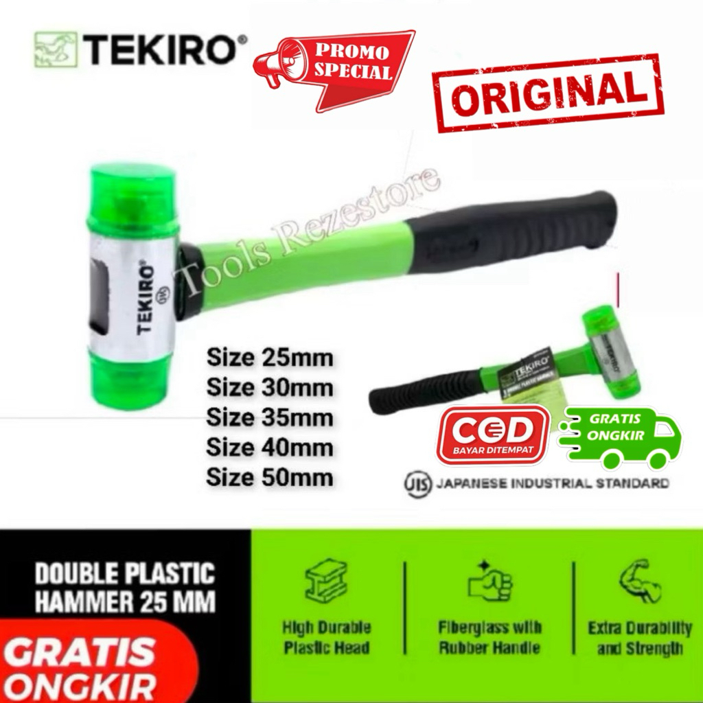 Jual PALU PLASTIK TEKIRO 25 30 35 40 50 MM DOUBLE PLASTIC HAMMER TOOLS ...
