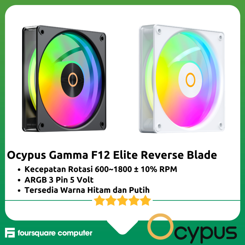 Jual Ocypus Gamma F12 Elite ARGB Reverse Blade Black White Fan Case 120 ...
