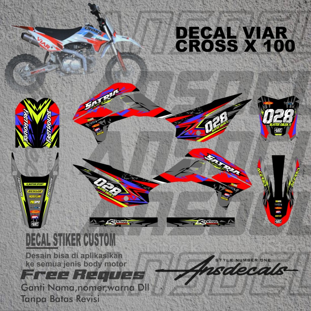 Jual Stiker Viar Cross X 100 Stiker Mini Trail Viar Cross X 100 New ...