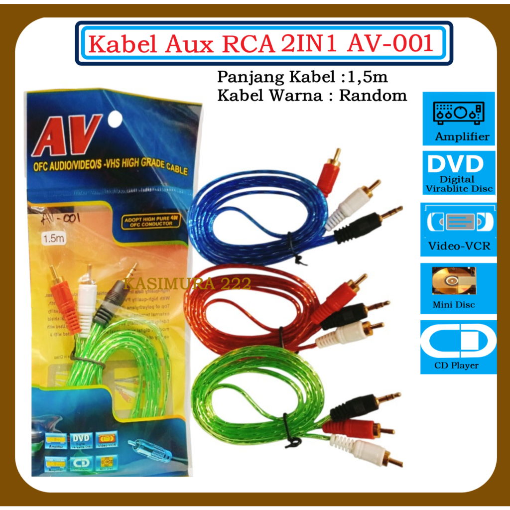 Jual Kabel Audio AUX AV-001 2in1 1.5M Audio Cable RCA 2X1 Kabel 1,5 M | Shopee Indonesia
