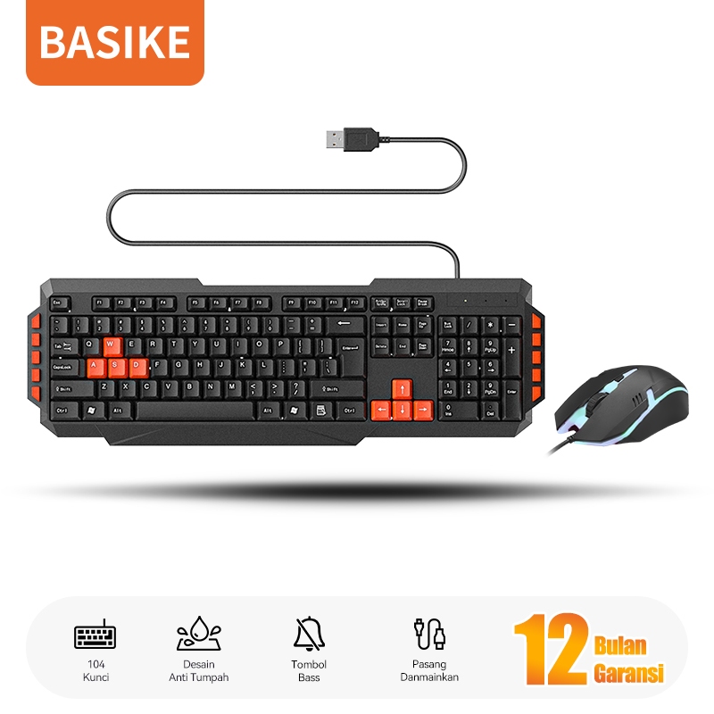 Jual BASIKE Keyboard kabel USB Komputer PC Laptop Gaming 104 Keys ...