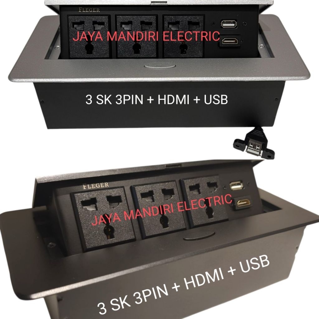 Jual STOP KONTAK MEJA FLIP POP UP 3 StopKontak + HDMI + USB DATA ...
