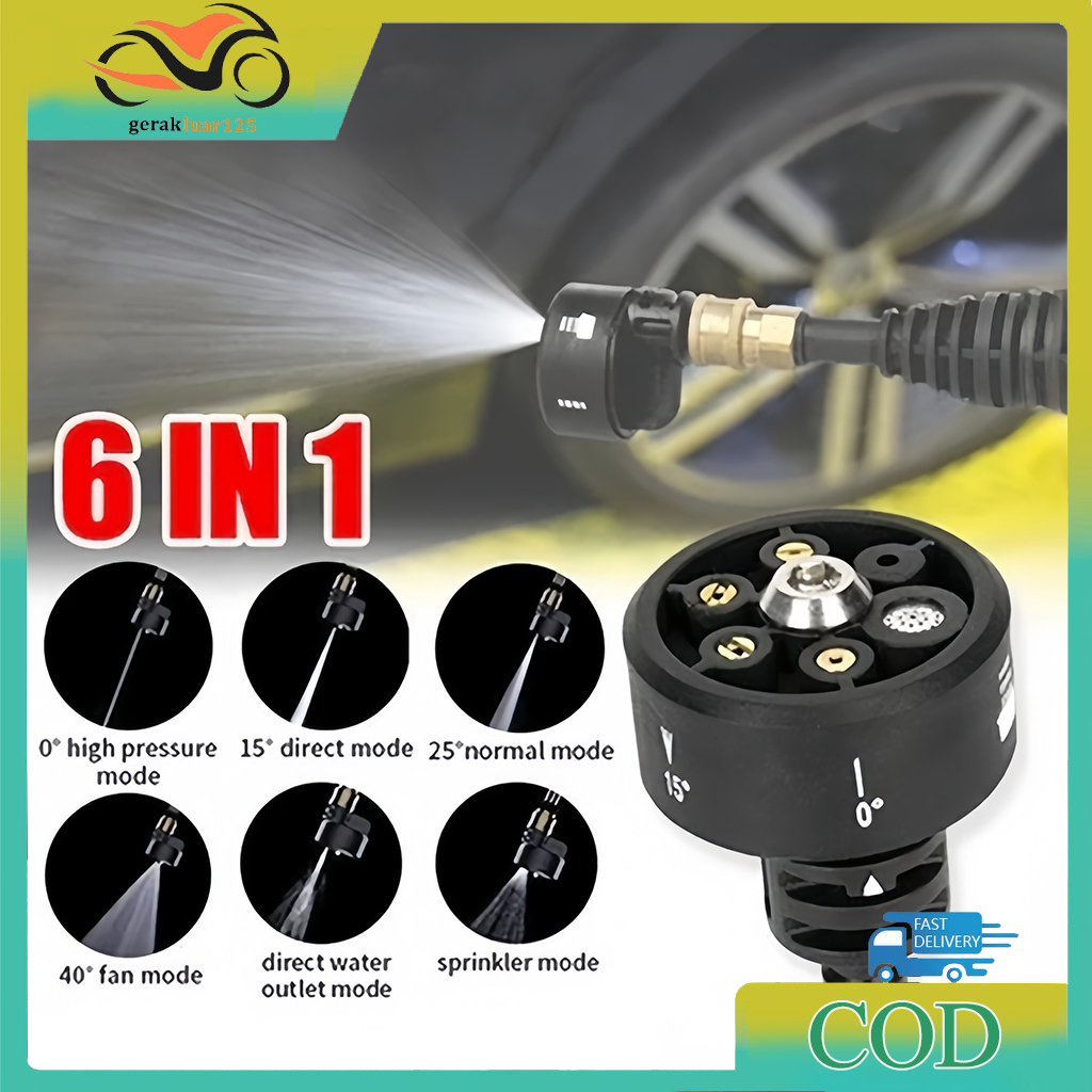 Jual 6in1 Nozzle Sprayer Jet Cleaner Adjustable Quick Release Kepala ...