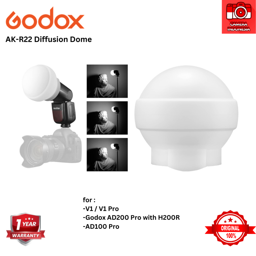 Jual Godox AK-R22 Collapsible Diffusion Dome for Round Head Flash V1, V1Pro, H200R, V100, AD100 ...