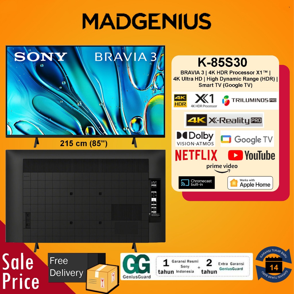 Jual SONY Original LED TV Sony K-85S30 / K85S30 / K 85S30 BRAVIA 3 4K ...