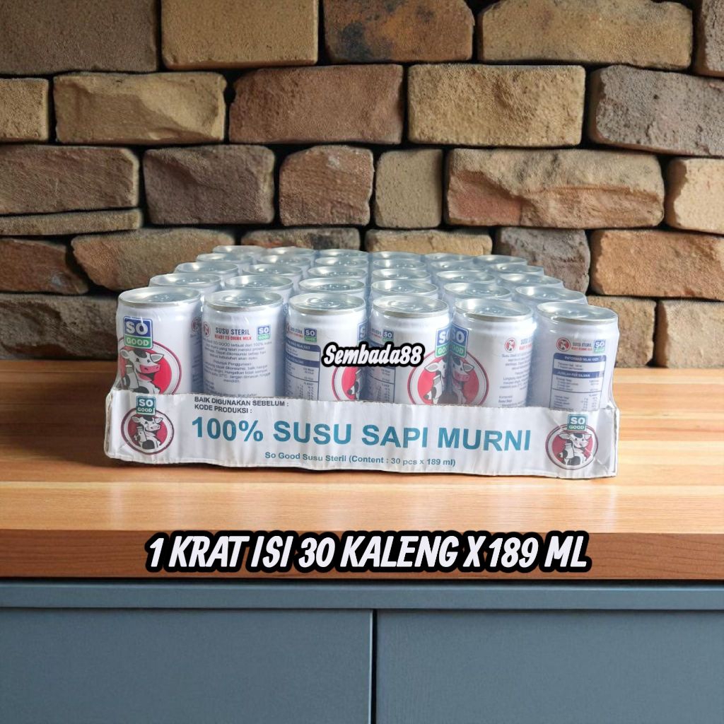 Jual SO GOOD SUSU SAPI STERIL 1 KRAT ISI 30 KALENG KEMASAN 189 ML ...