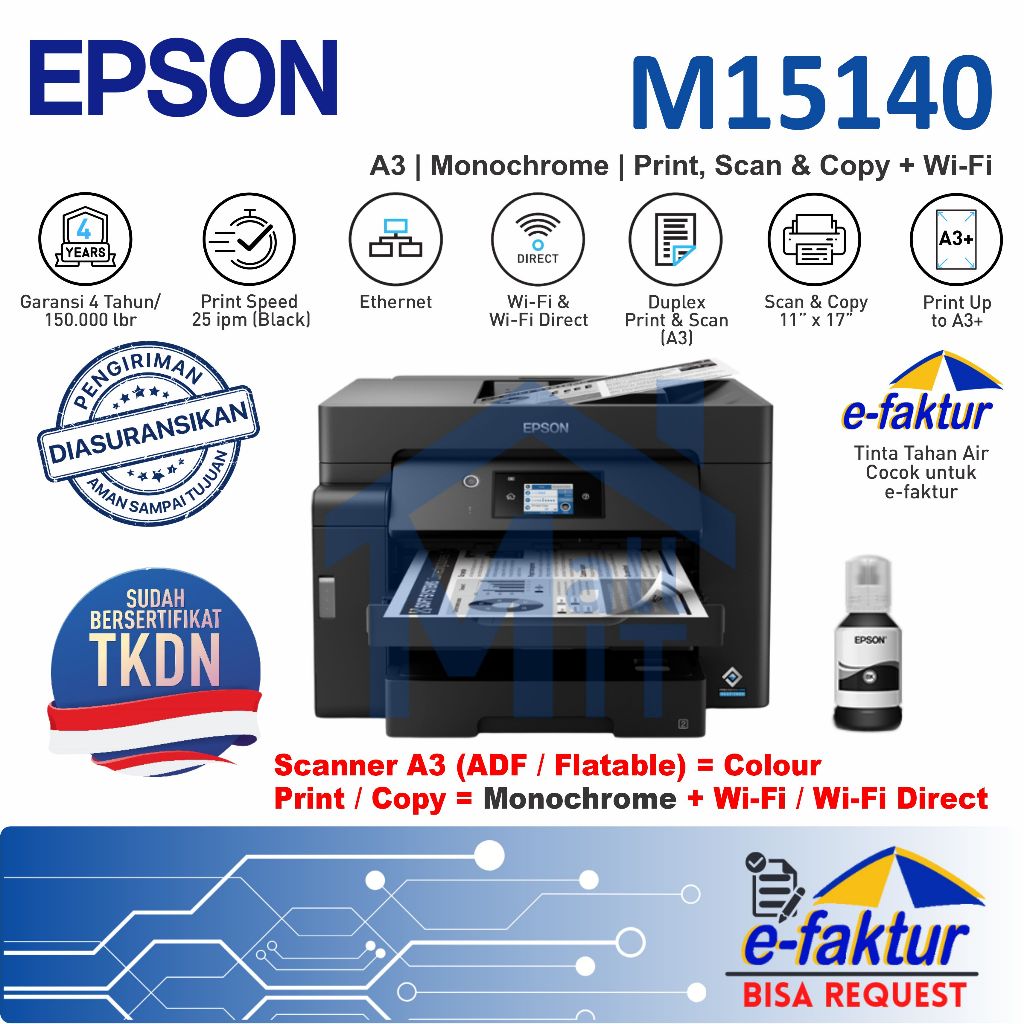 Jual MALLIT EPSON Printer Epson M15140 Epson M-15140 M 15140 A3 Wifi ...
