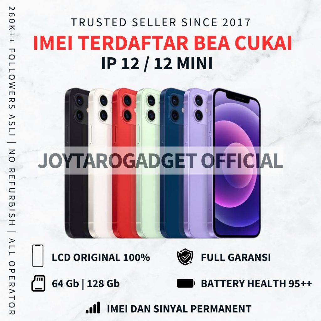 Jual iPhone 12 / IP 12 Mini 64gb - 128 gb imei terdaftar BC beacukai Lcd Original 100% Fullset ...