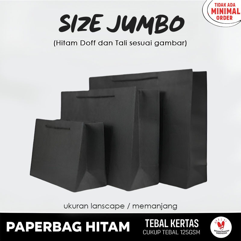 Jual Paper Bag Hitam Polos (ALL LANSCAPE) Paper Bag Kado Packing Baju, Souvenir / Papper Bag ...