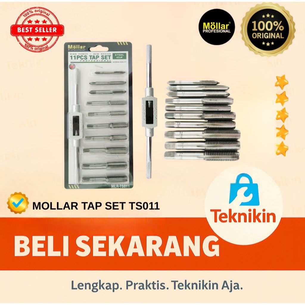Jual MOLLAR TS011 Tap Set 11 pcs Handle Handtap Ulir Mur Baut Drat ...