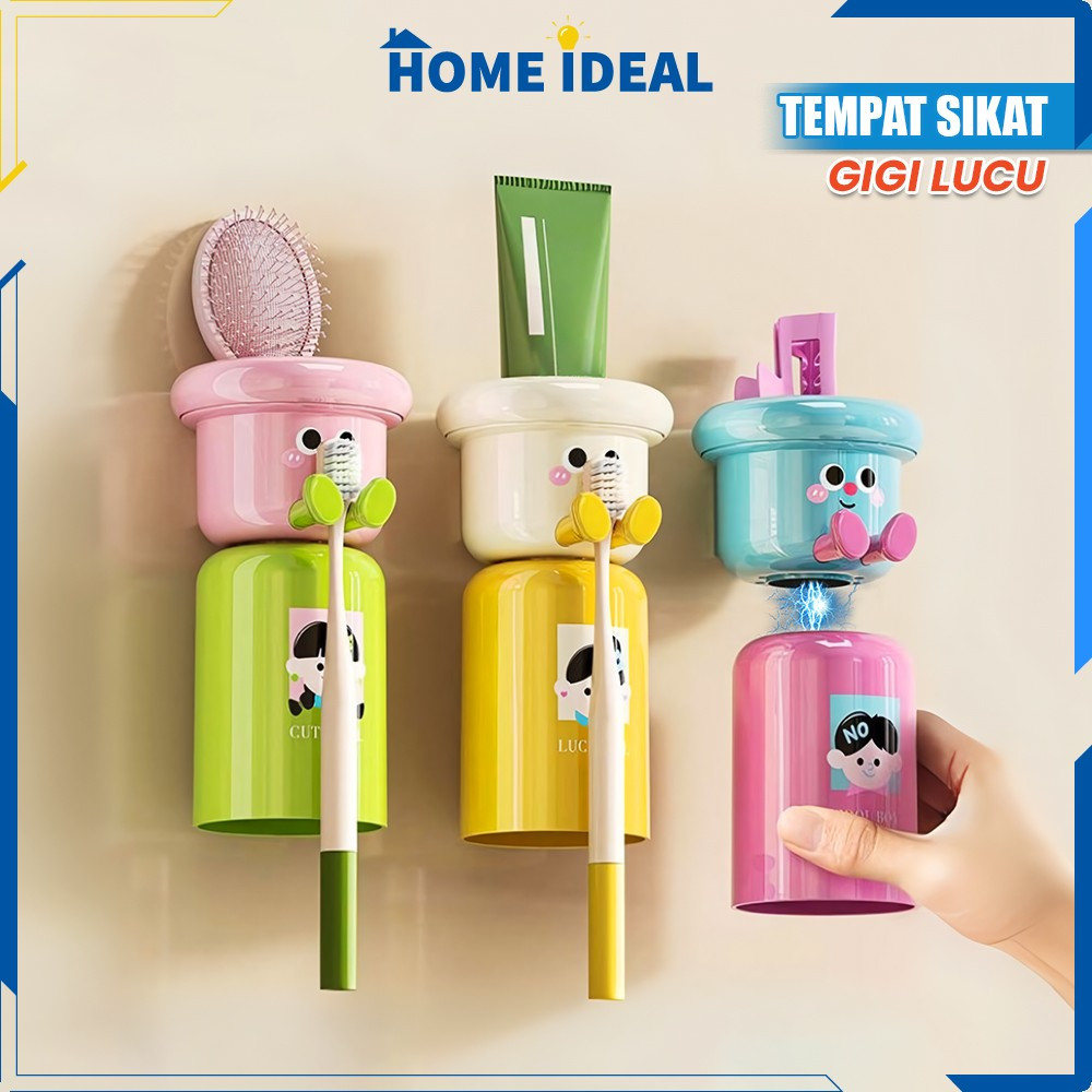 Jual Set Tempat Sikat Gigi Tempel Dinding Magnet Motif Kartun Lucu ...