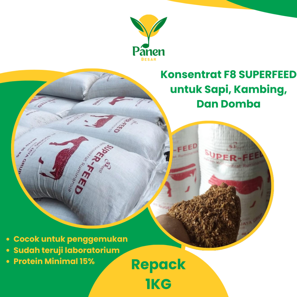 Jual Konsentrat SUPERFEED F8 Repack 1KG Pakan Sapi, Kambing, dan Domba ...