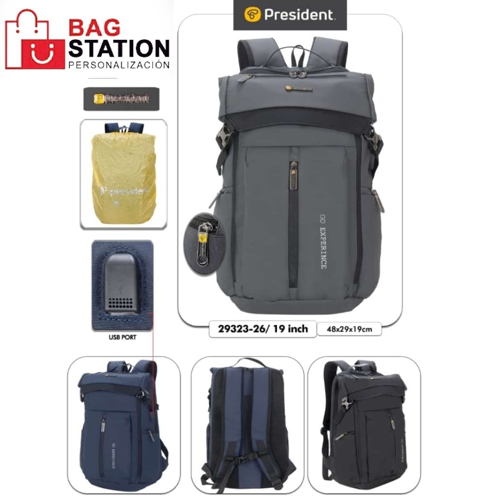 Jual TAS RANSEL PRESIDENT USB BLACK ORIGINAL BACKPACK LAPTOP PRESIDENT ...