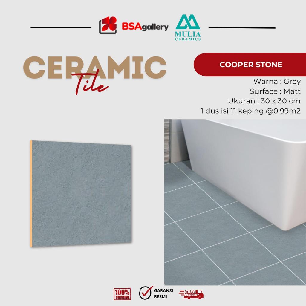 Jual KERAMIK MULIA ACCURA 30X30 COOPER STONE ABU SEMEN MURAH / DINDING ...