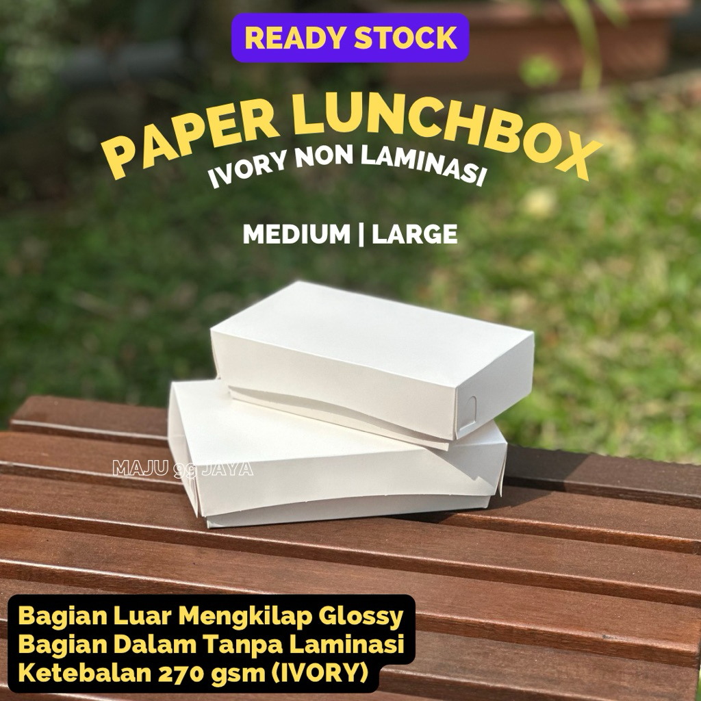 Jual (NON LAMINASI) Paper Lunchbox Large [M&L] Ivory Putih Polos Non ...