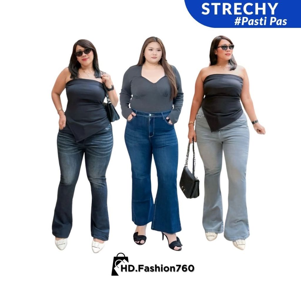 Jual Highwaist Celana Cutbray Jeans Retro Jumbo Big Size Muat BB 100 KG ...