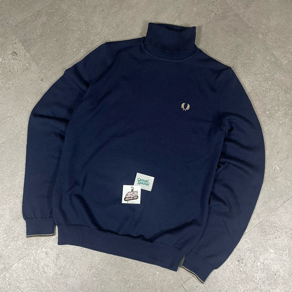 Jual fred perry roll neck sweater second original | Shopee Indonesia