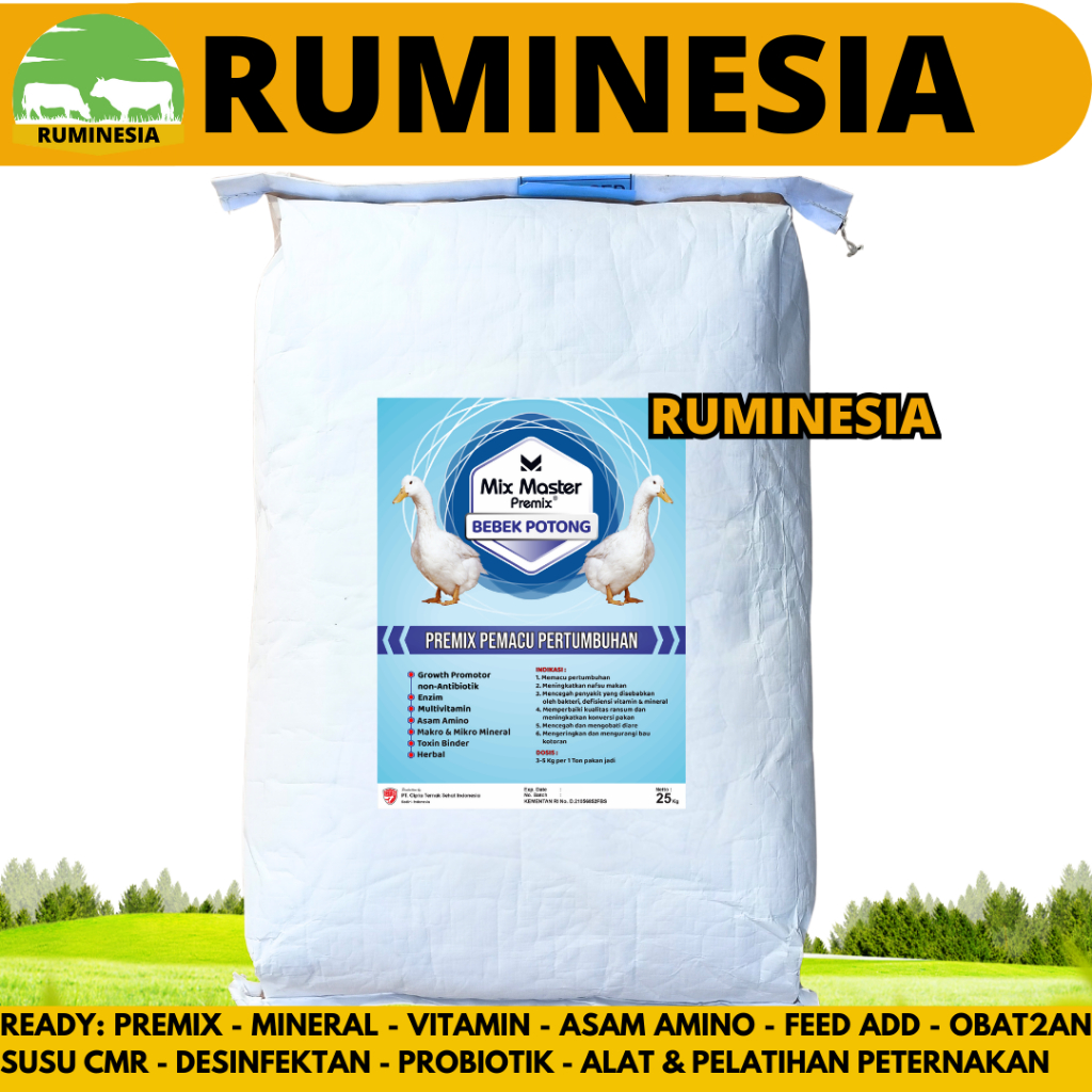 Jual MIX MASTER PREMIX BEBEK POTONG 25 KG 1 SAK - Premix Suplemen Pakan ...