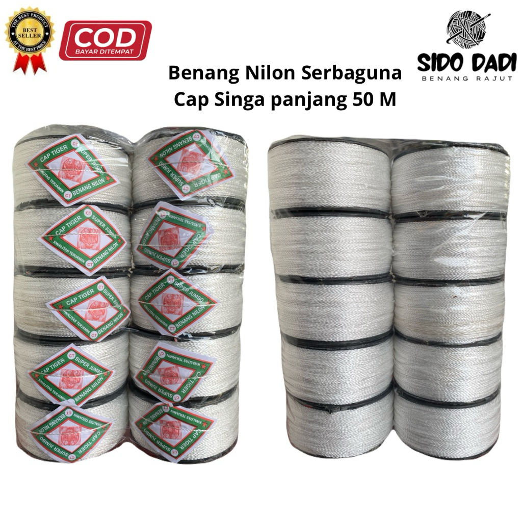 Jual [ISI 10] BENANG SOL JUMBO PUTIH CAP SINGA 50 METER BENANG BANGUNAN ...