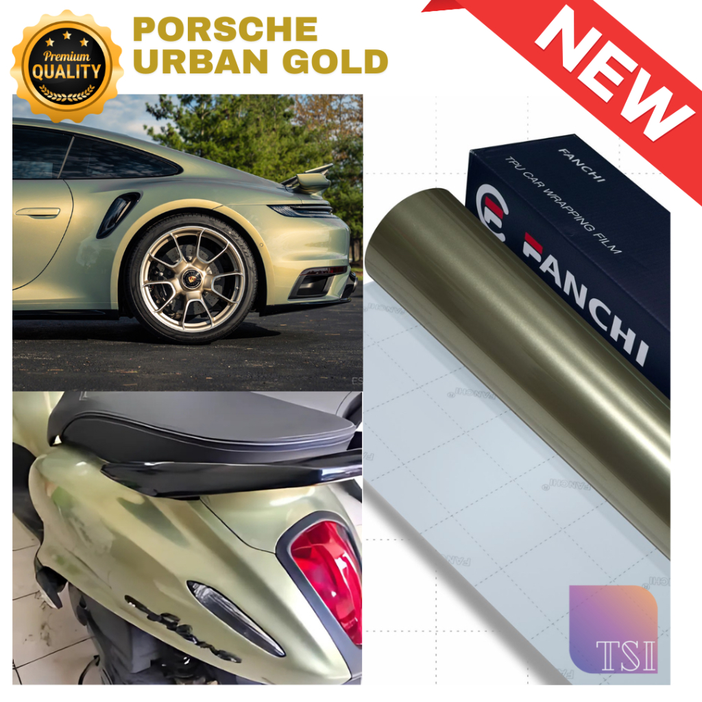 Jual Stiker Skotlet Mobil Gold Glossy Porsche Emas Urban Gold PET ...