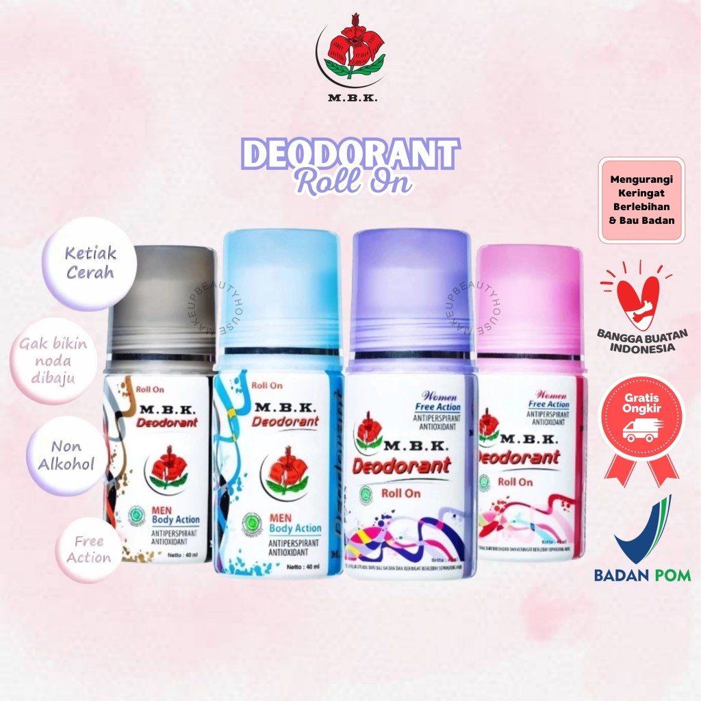 Jual MBK Deodorant Roll On Pria & Wanita 40 ml - Penghilang Bau Badan/Keringat | M.B.K | Shopee ...