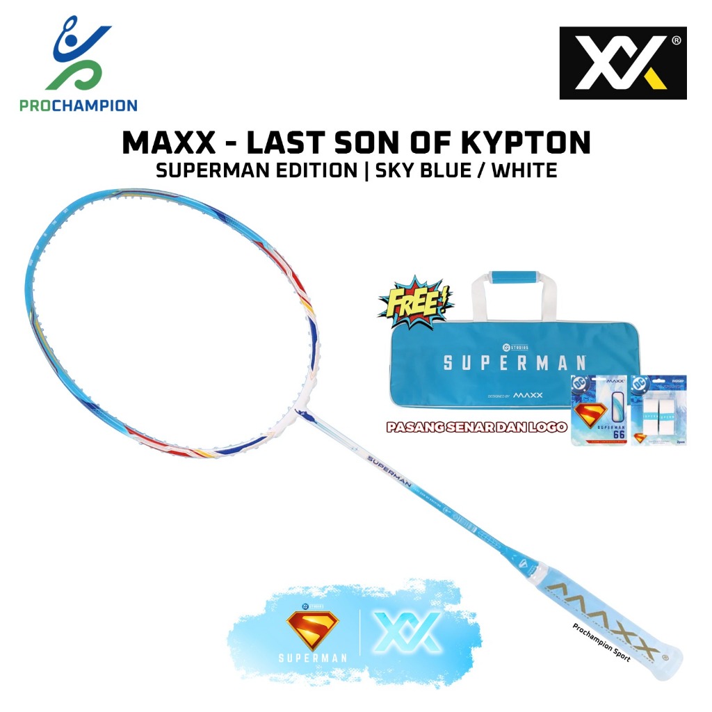 Jual Raket Badminton MAXX Last Son Of Krypton Superman Edition Sky Blue ...