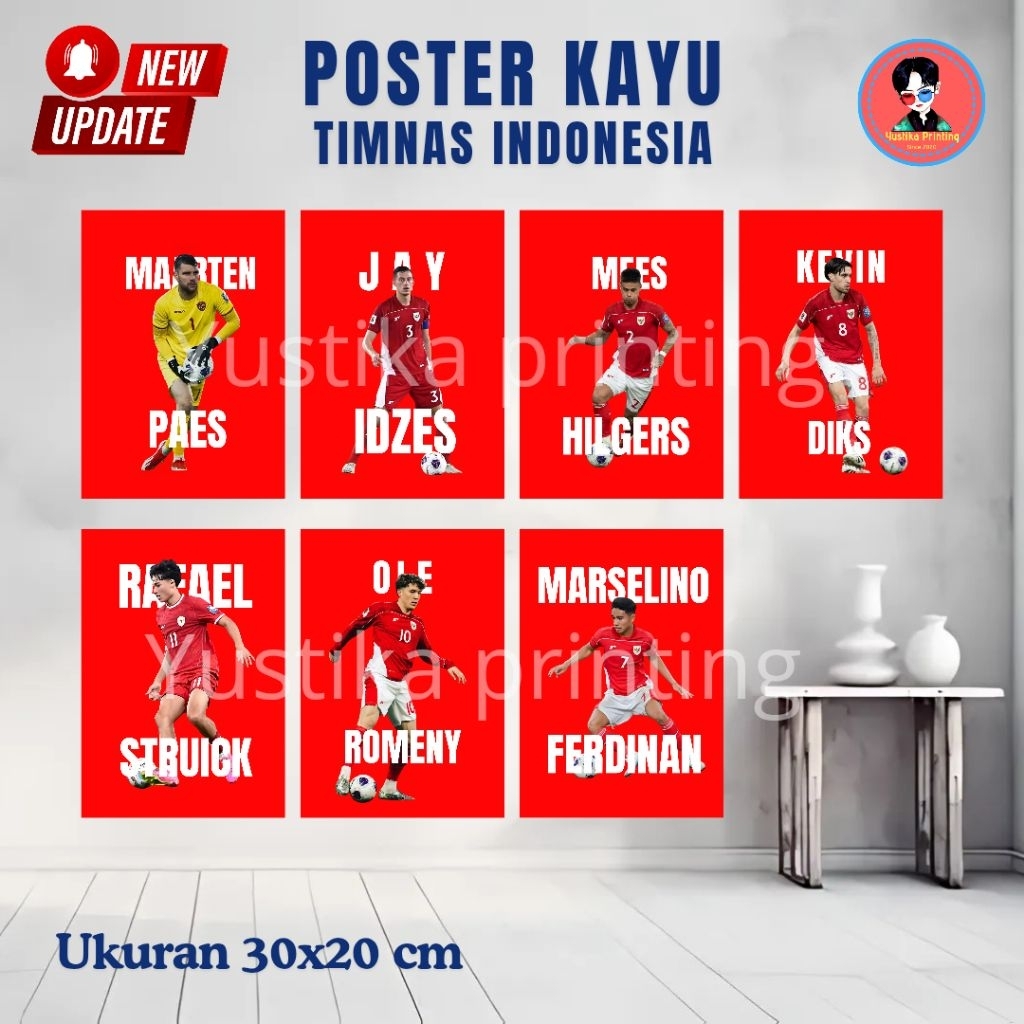 Jual NEW UPDATE POSTER KAYU Pemain Bola Timnas Indonesia Ukuran 30x20 ...