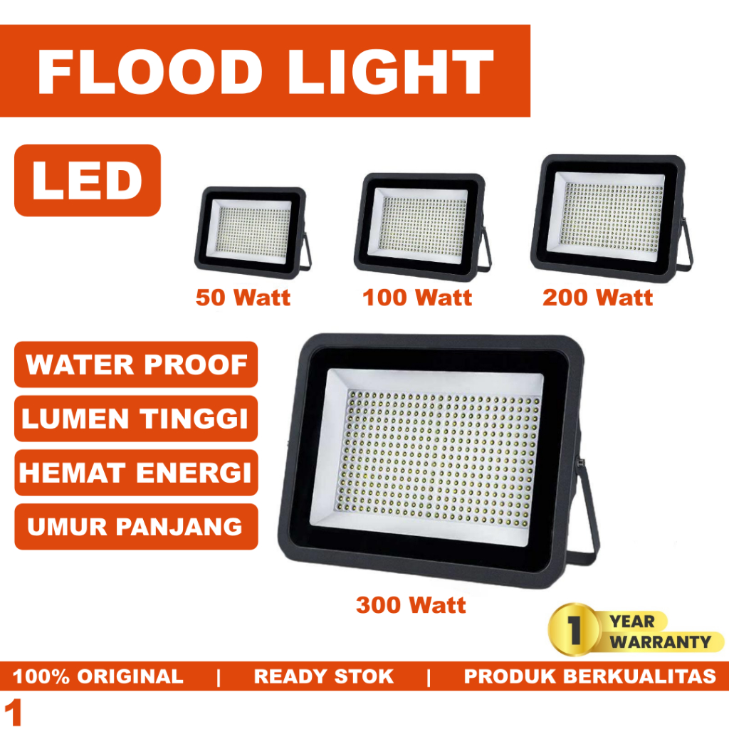 Jual Lampu Sorot LED 100 Watt 50 200 300 Outdoor Flood Light Spotlight Lampu Bohlam Kap Sorot ...