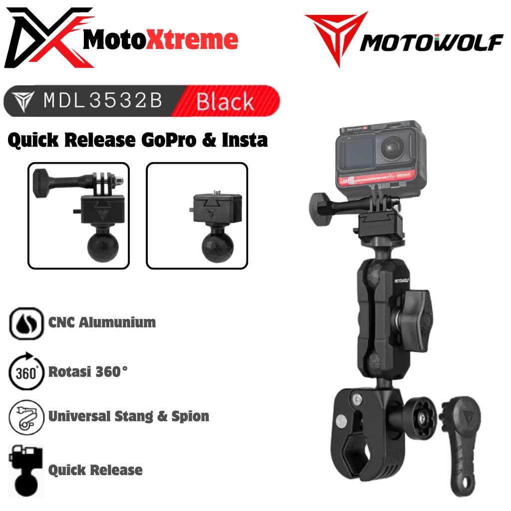 Jual Motowolf GoPro & Insta360 Action Camera Holder Motor | Universal ...