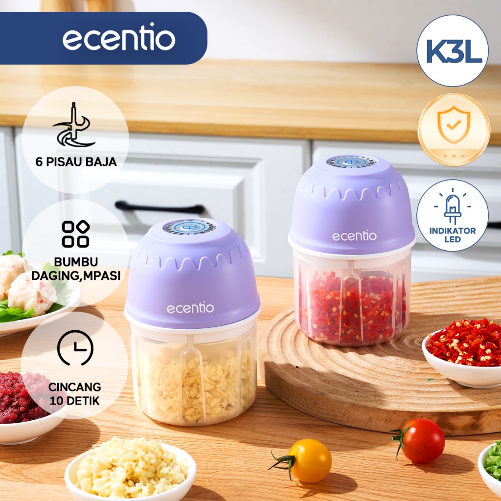Jual ecentio Mini Chopper 6 mata pisau 350ml PP Food Grade Portable ...
