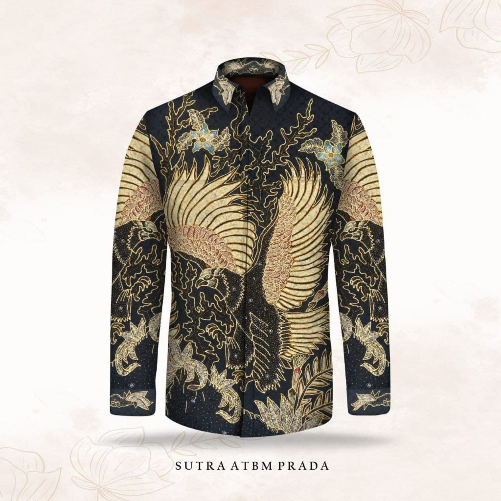 Jual Bahan Batik Tulis kemeja sutra atbm prada gold rekomendasi kemeja ...