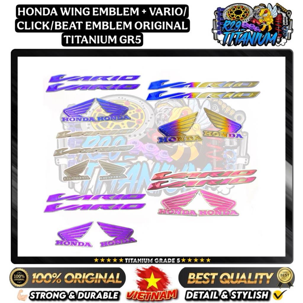 Jual SET EMBLEM BODY TITANIUM GR5 VARIO/CLICK/BEAT/ & WING SAYAP HONDA ...