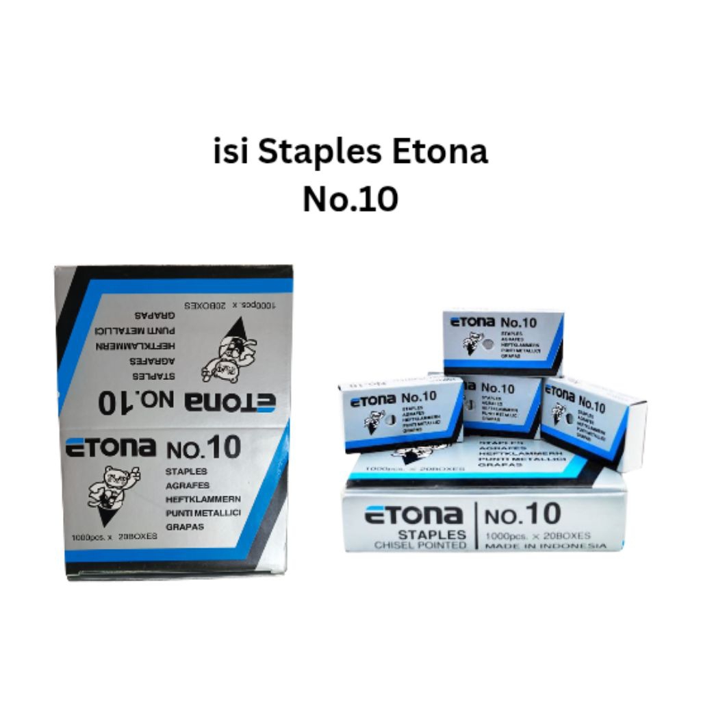 Jual Isi Staples Etona NO.10 - Per Pack isi 20 Kotak Kecil | Shopee ...