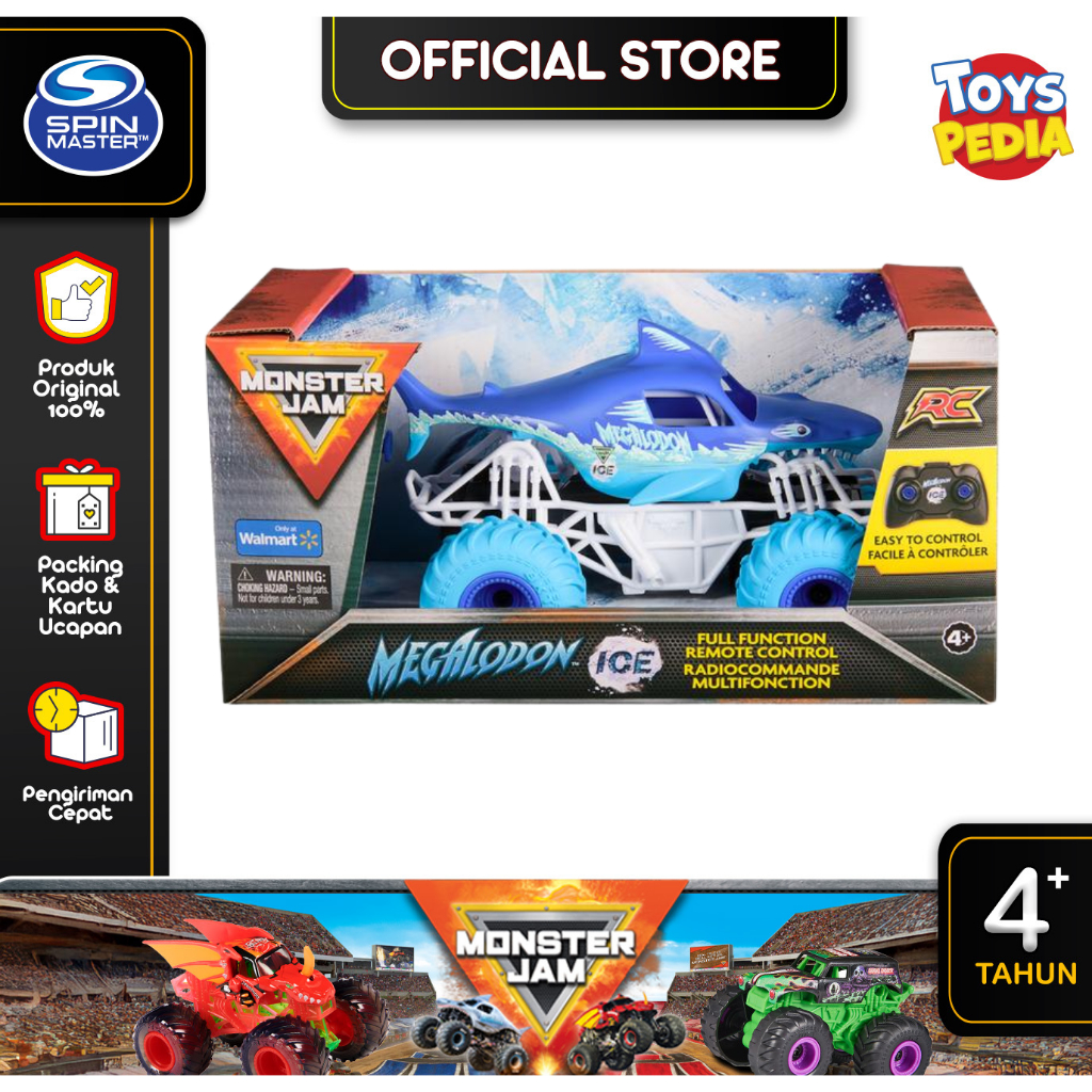 Jual Mainan Remote Control Monster Jam 1:24 Ice Megalodon | Shopee ...