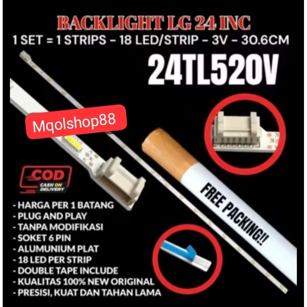Jual BACKLIGHT LED STRIP TV LG 24 INC 24TL520V 24TL520A 24TL520 LAMPU ...