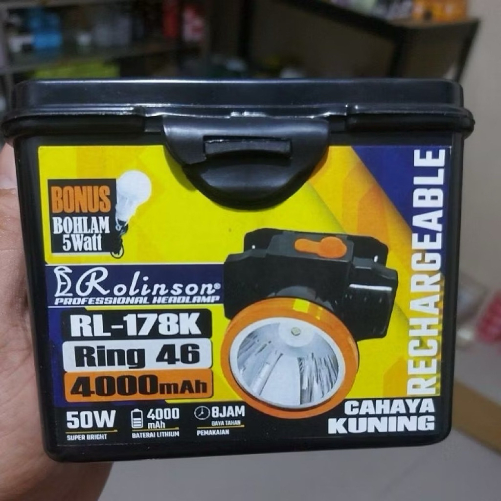 Jual Senter Kepala LED 50 Watt Rolinson RL-178K ( sudah dapat bonus ...