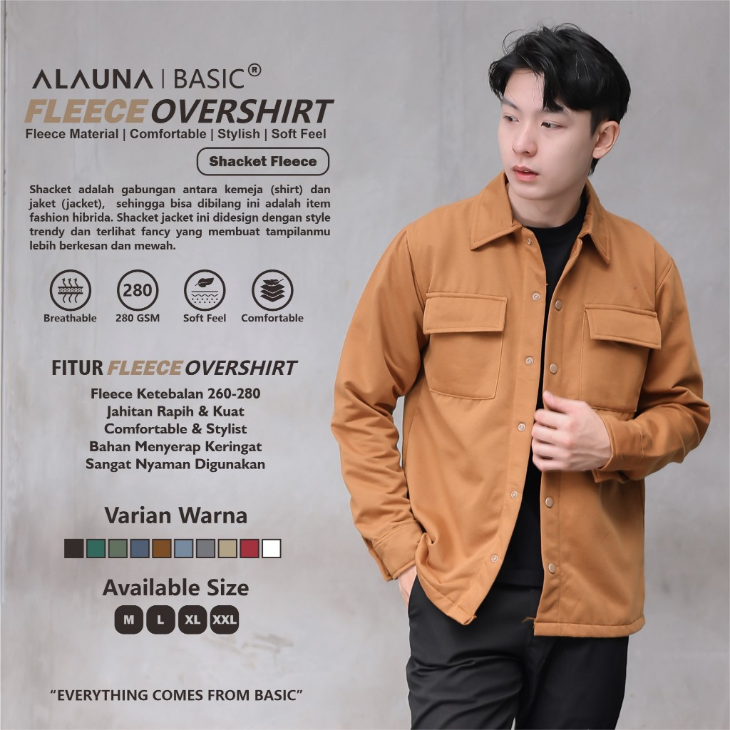 Jual Alauna Basic - Shacket Jacket - Jaket Pria Overshirt Fleece ...