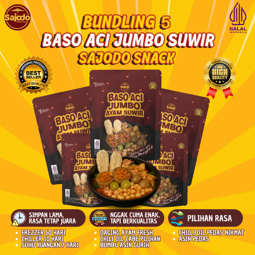 Jual [Bundling 5 Bungkus] BASO ACI JUMBO AYAM SUWIR CHILI OIL - Sajodo ...