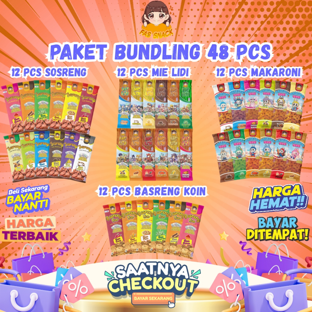 Jual Paket bundling 48 pcs ( 1 pack sosreng, 1 pack makaroni, 1 pack ...