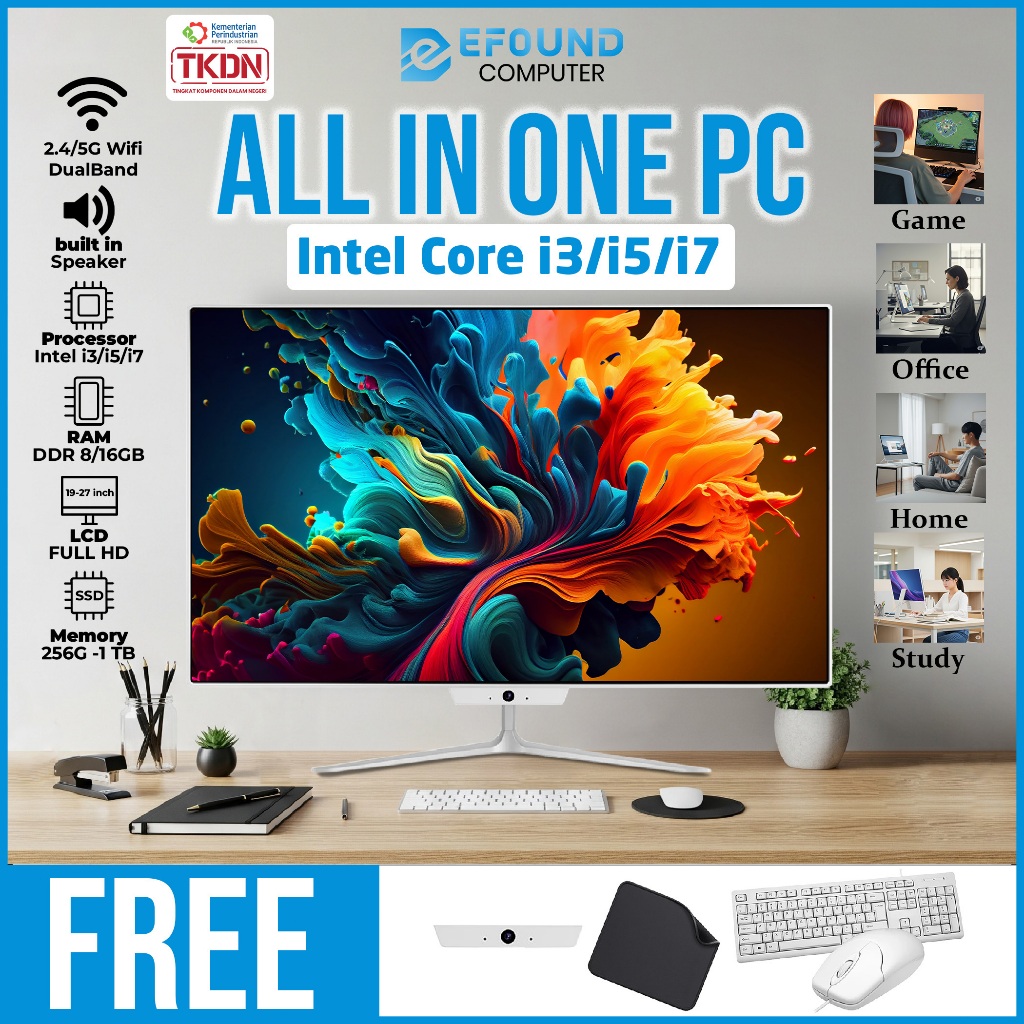 Jual eFound PC All-in-One Intel Core i3/i5/i7 – Super Tipis, Full HD 24 ...