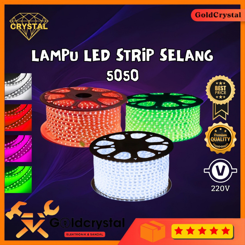 Jual Lampu LED Strip Selang 5050 SMD AC 220V Meteran Outdoor Dan Indoor | Shopee Indonesia