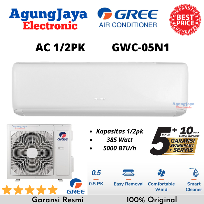 Jual AC GREE 1/2 PK GWC-05N1 R32 PREMIUM GOLD FIN AC 0.5PK (CILEGON ...